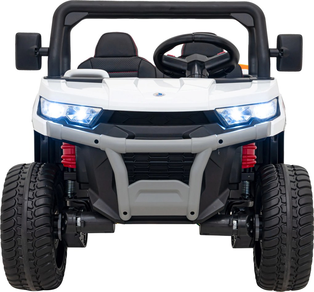 Ramiz Dětské auto Pick-Up Speed 900 bílé + pohon 4x4 + pohyblivá korba + zavazadlový prostor + dálkové ovládání + lopatka + LED a zvuky