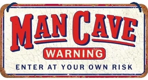 Postershop Závesná cedule: Man Cave (Enter at Your Own Risk) - 20x10 cm