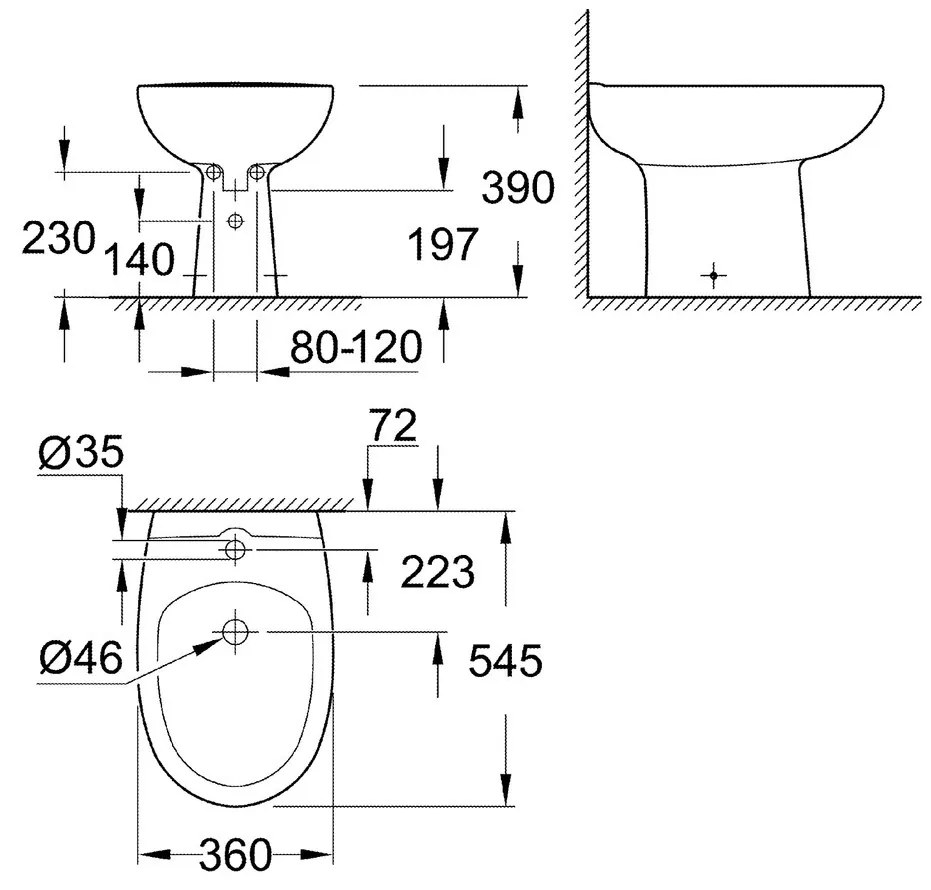 Grohe Bau Ceramic - Stojící bidet, alpská bílá 39432000