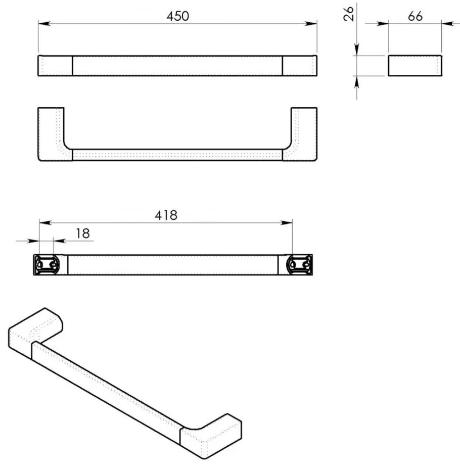 Gedy PIRENEI držák ručníků 450x66mm, zlato mat PI214588