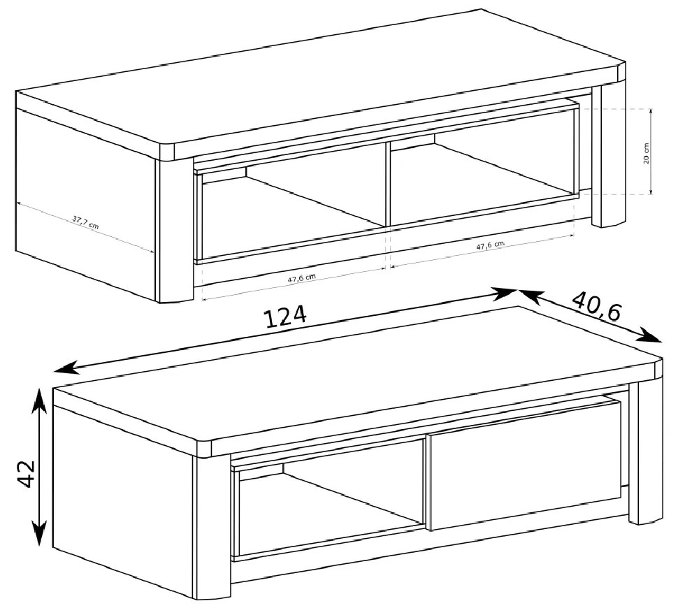 Livinio - TV stolek L10 - ribbeck/bílá lesk - LED lišta v ceně