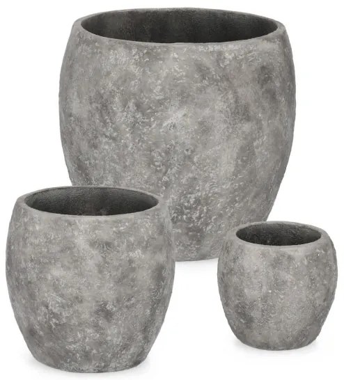 BIZZOTTO Set 3 kulatých květináčů MEILI šedá 0790766