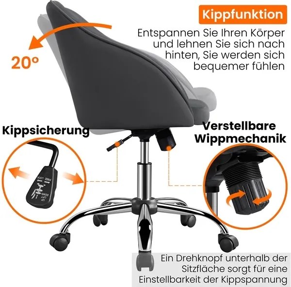 Sada 2 ks – Kancelářská židle Yaheetech – šířka 56,5 cm (267492589069)
