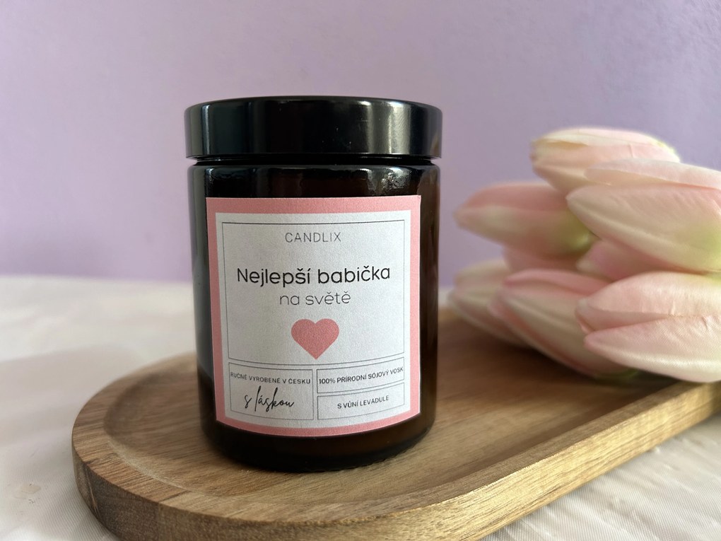 Sójová svíčka nejlepší babička | 180ml Vůně: Vanilka