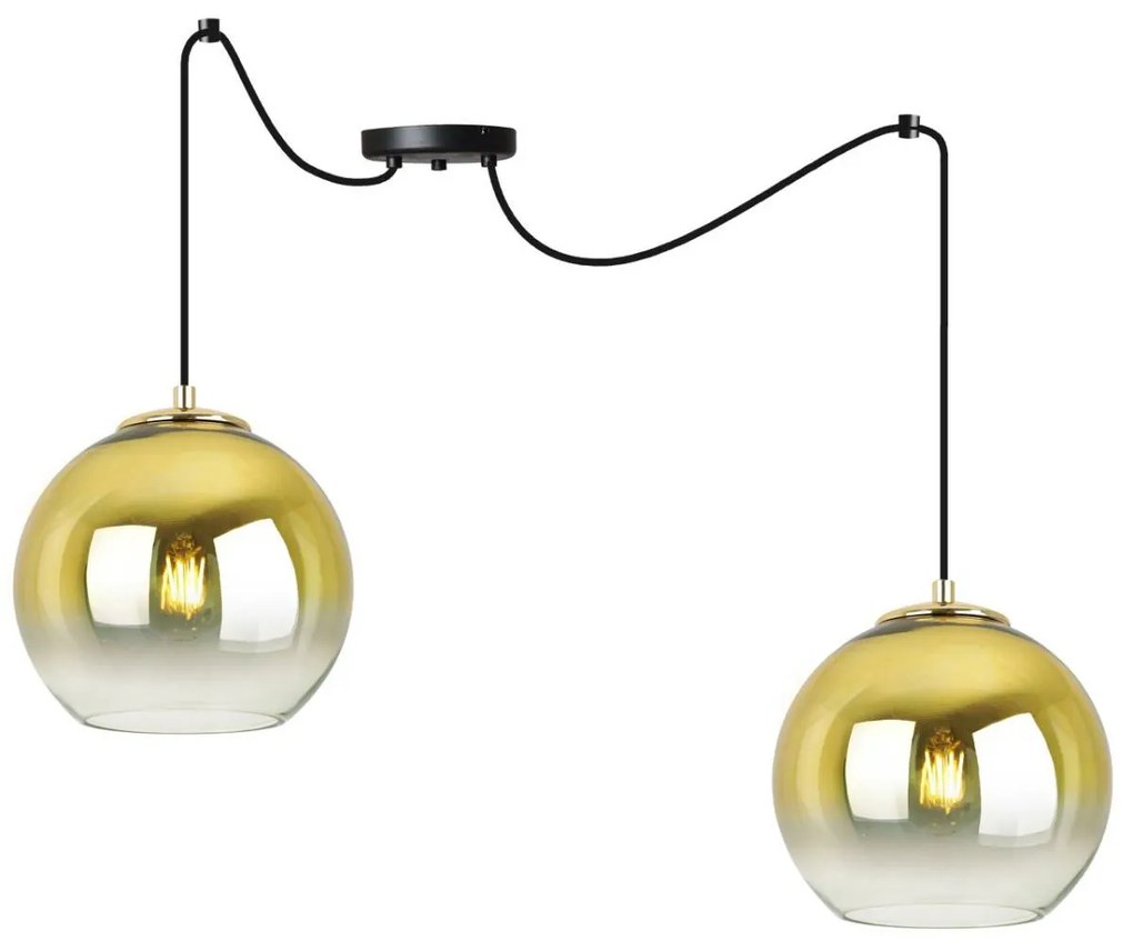 Závěsné svítidlo Bergen Gold Spider, 2x zlaté/transparentní skleněné stínítko (fi 20cm)