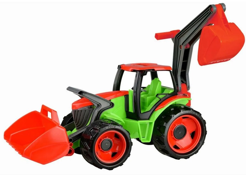 Lena Velký traktor se lžící a bagrem plast zeleno-červený, 65 cm
