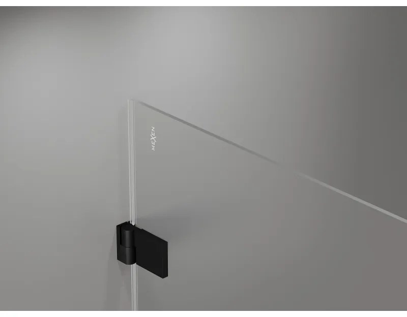 Mexen Lunar-B, levý výklopný sprchový kout 95 x 80 cm, 8mm čiré sklo, černý profil, 832-095-080-70-00-L