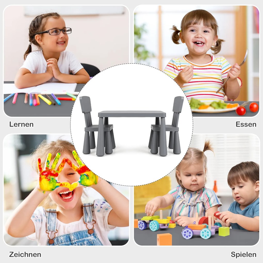 Costway 3 TLG. Dětská sedací sestava, dětský stůl s 2 židličkami, dětský nábytek