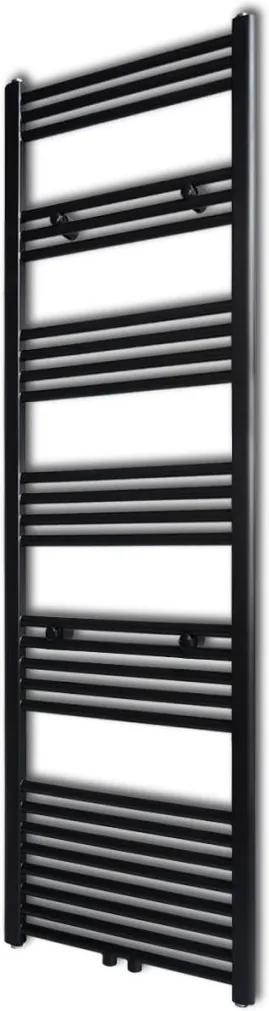 Žebříkový radiátor na ručníky - rovný - ústřední topení - černý | 500x1732 mm