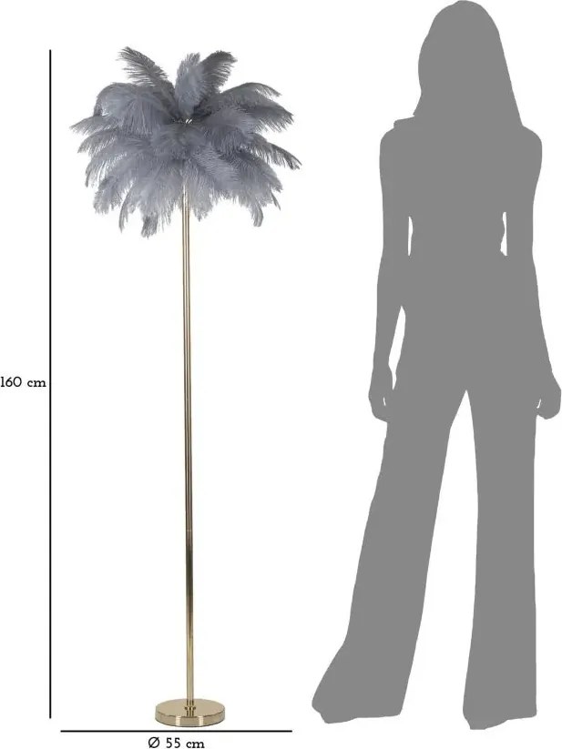 Stojací lampa Palm 160 cm šedá/zlatá