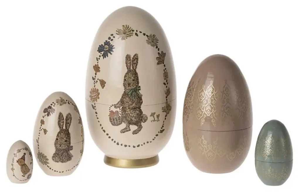 Dřevěná vajíčka Easter Babushka Eggs - set 5 ks Maileg