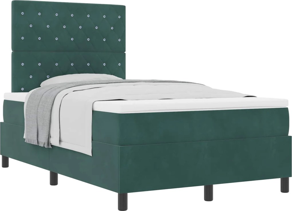 Postel s boxspringem s matrací Tmavě zelená 120 x 200 cm samet 3339761