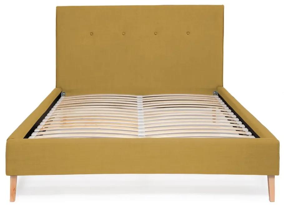 Kukuřičně žlutá postel Vivonita Kent Linen, 200 x 160 cm
