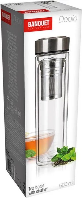 Láhev na čaj dvoustěnná se sítkem DOBLO, 500 ml