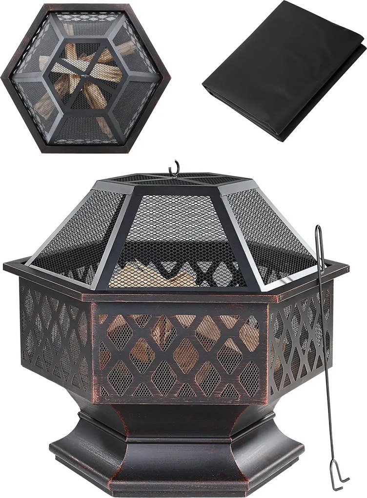Zahradní ohniště Hexa 70 cm černé