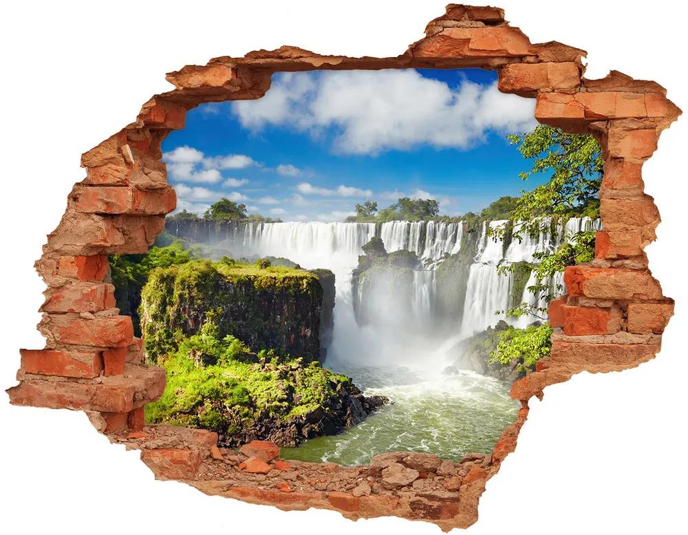 Wallmuralia Díra 3D ve zdi nálepka Vododpád Argentína 90x70 cm