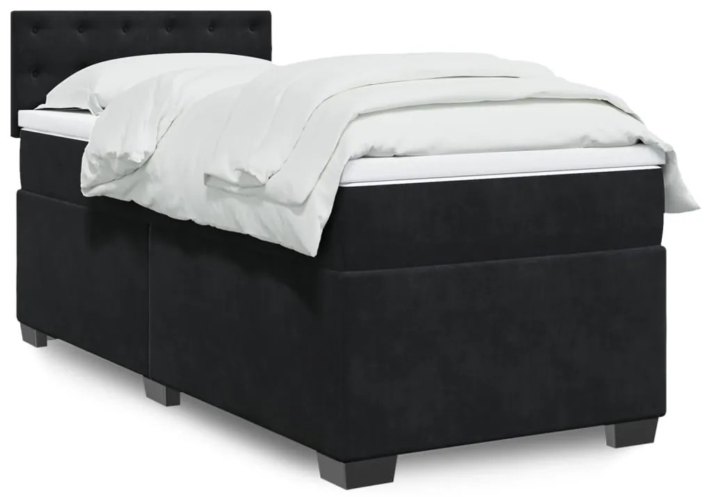 Box spring postel s matrací černá 90x200 cm samet 3288512