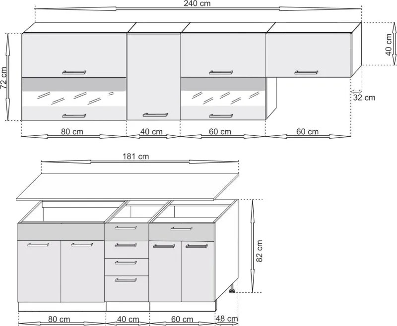 Kuchyňská linka Scasi, dub sonoma/dub milano