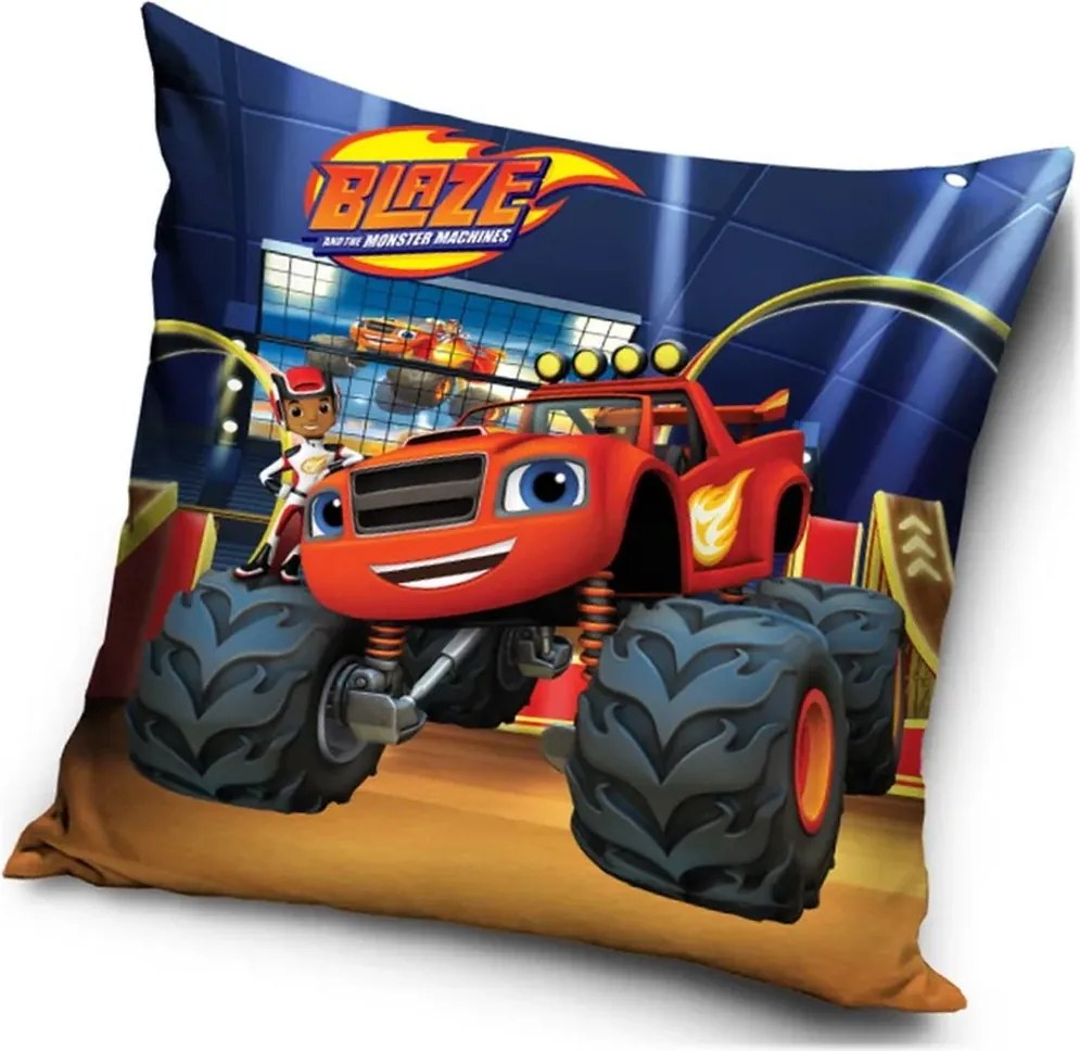 Velurový polštář Plamínek a čtyřkoláci – Monster Truck Blaze - 40x40 cm