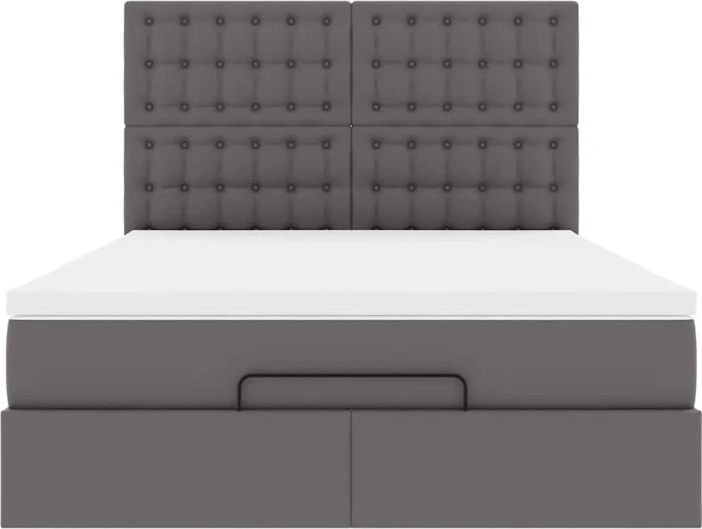 Osmanský rám postele s matrací šedá 140x200cm umělá kůže 3313009