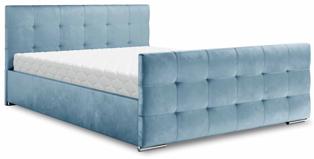 Manželská postel 180 cm Billie (modrá) (s roštem a úložným prostorem). 1046835