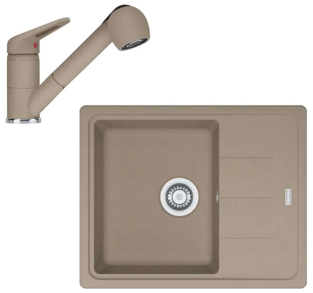 Franke - Kuchyňský set G55, fragranitový dřez BFG 611-62 a baterie FC 9547.424, kašmír 114.0509.994