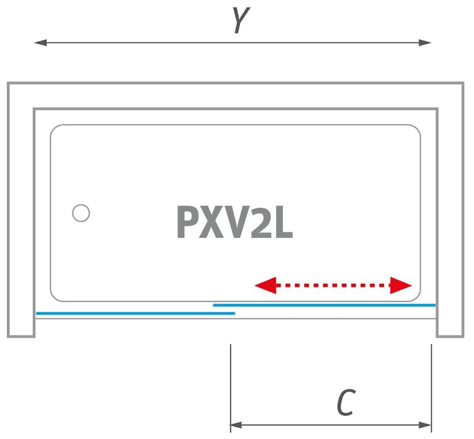 Vanová zástěna s posuvnými dveřmi PXV2(L/P) 1480–1530 600 Transparent Brillant Pravá PXV2P /1500 451-150000P-00-02
