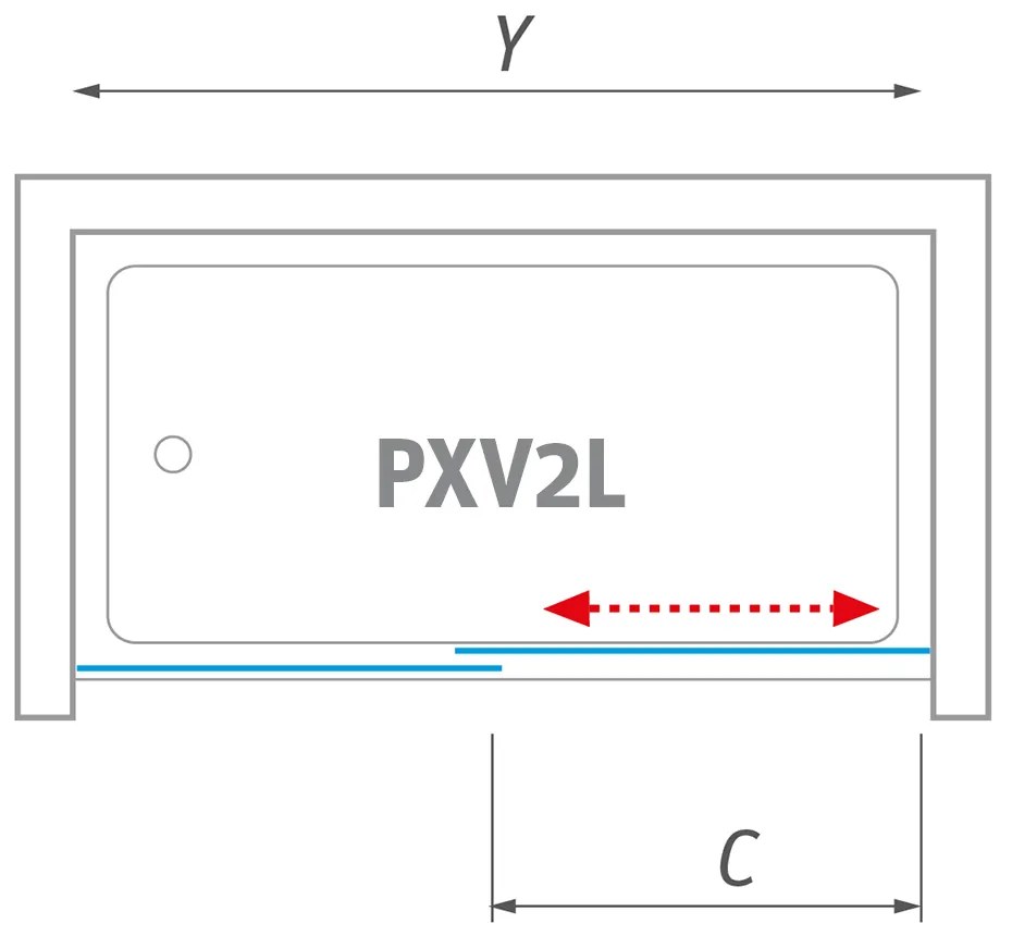 Vanová zástěna s posuvnými dveřmi PXV2(L/P) 1680–1730 700 Transparent Brillant Levá PXV2L /1700 451-170000L-00-02