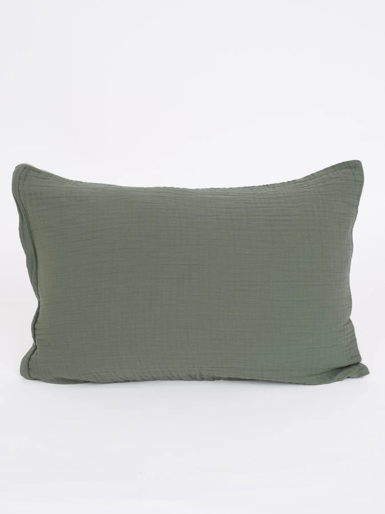 MK Lůžkoviny Mušelínový povlak na polštář 50 x 70 cm - Alexia Duo olivová/přírodní