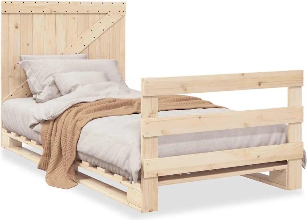 Rám postele s čelem 100 x 200 cm masivní borové dřevo 3281557