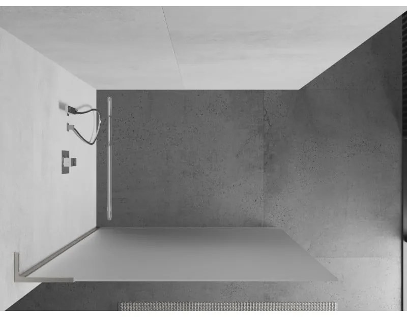 Mexen Kioto L, sprchová zástěna Walk-In 100 x 200 cm, 8mm sklo námraza, broušená ocel profil, 800-100-103-97-30