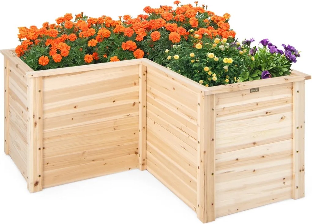 Costway Zvýšená postel Dřevěný truhlík na rostliny na balkóně Zahradní terasa