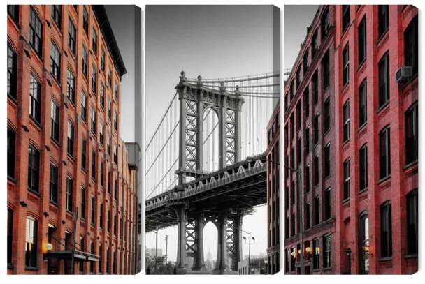 Vícedílný obraz Pohled Na Manhattan Bridge Z Washington Street Nedostatek Nedostatek Přírodní plátno 180x120