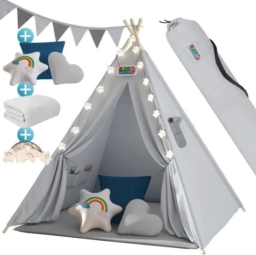 Deuba Dětský stan Teepee 160x130x130cm - šedý