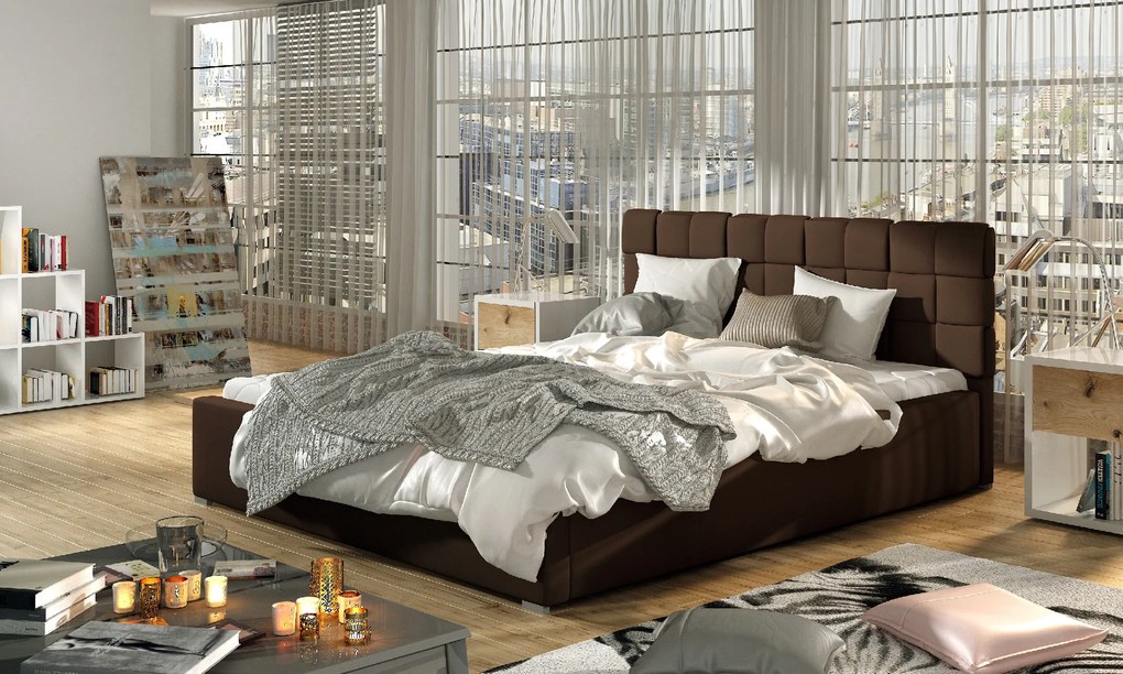 Eltap Čalouněná postel Grand s úložným prostorem Materiál a barva potahu: Paros 05 - šedá, Rozměry (cm): 200x200