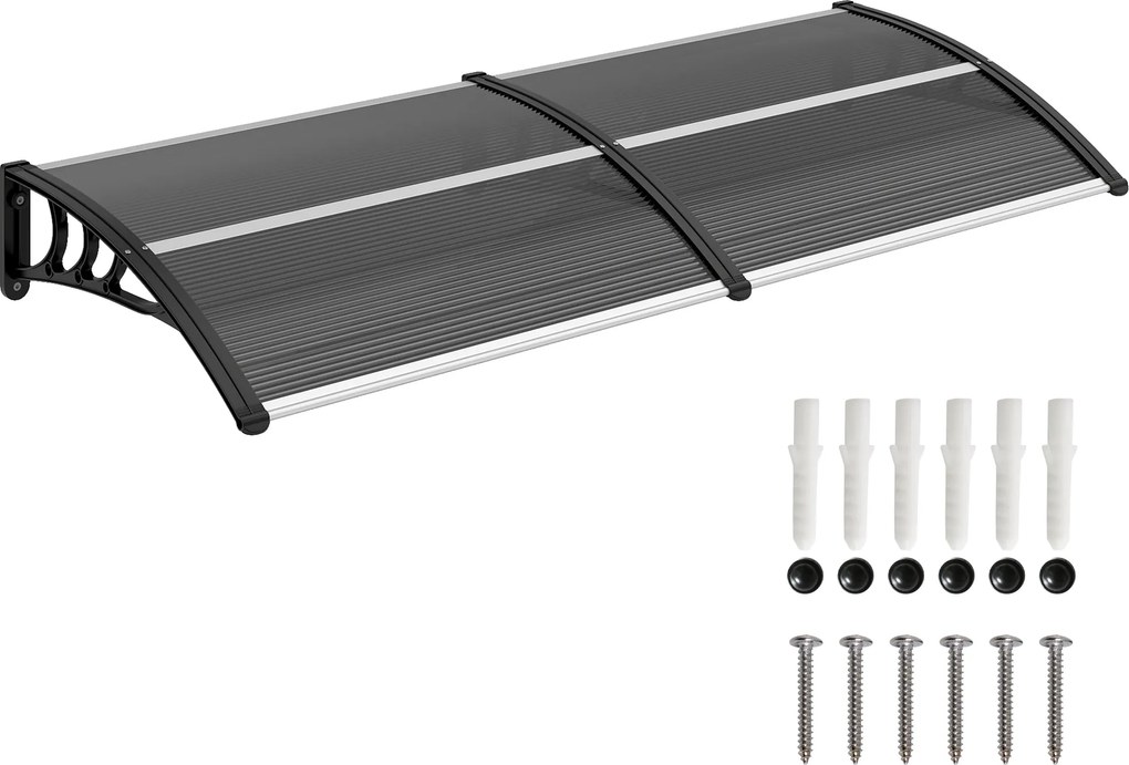 Outsunny Externí Markýza pro Dveře a Okna 196x75 cm Ochrana Před Sluncem a Deštěm s Polykarbonátovým Krytem a Hliníkovou Opěrkou | Aosom