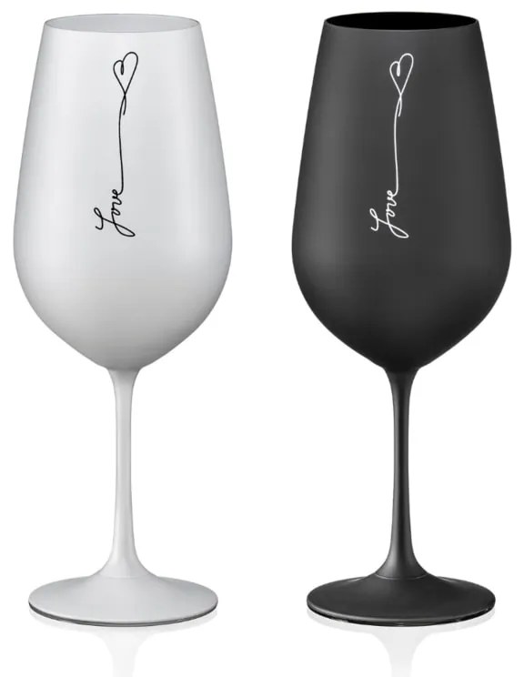 Crystalex Sklenice na víno Love Black & White 550 ml, 2 ks
