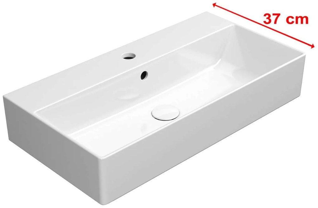 Sapho GSI Kube X - Umyvadlo 70x37 cm, s přepadem, otvor pro baterii, ExtraGlaze, bílá 9455111