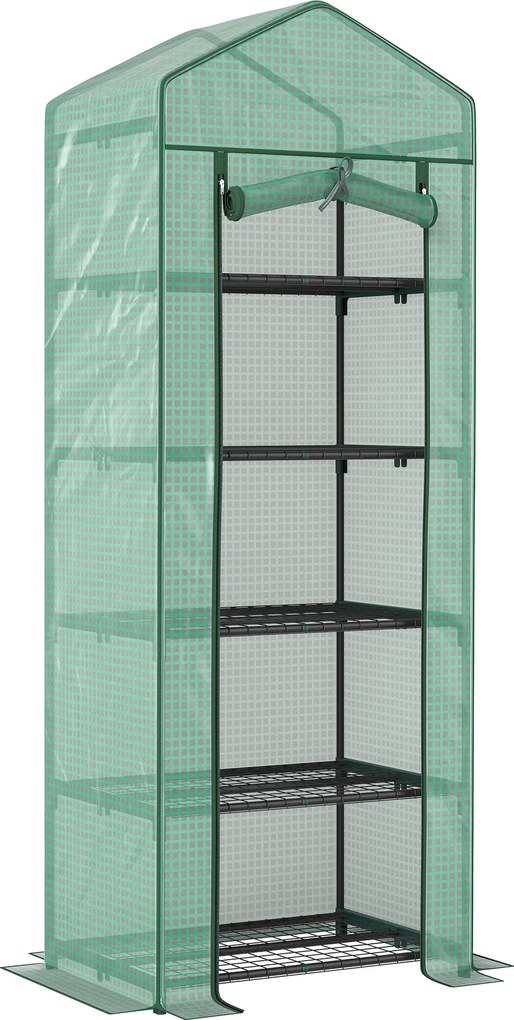 Mini skleník na květiny nebo zeleninu, ocel, plast, 69L x 49W x 193H cm, zelený