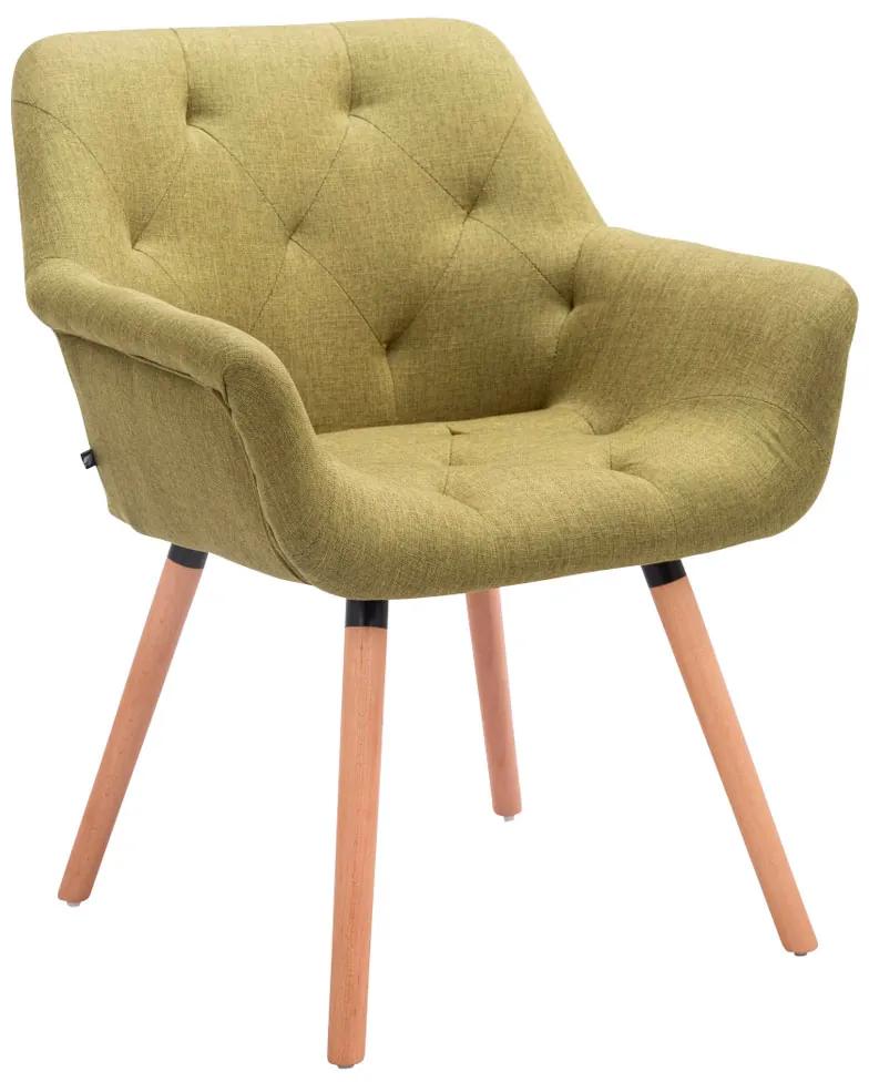 Židle s područkami Cass látka, nohy natura - Zelená