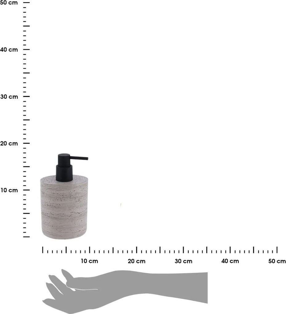 Dávkovač mýdla Soro, šedá imitace betonu/s černými prvky, 380 ml