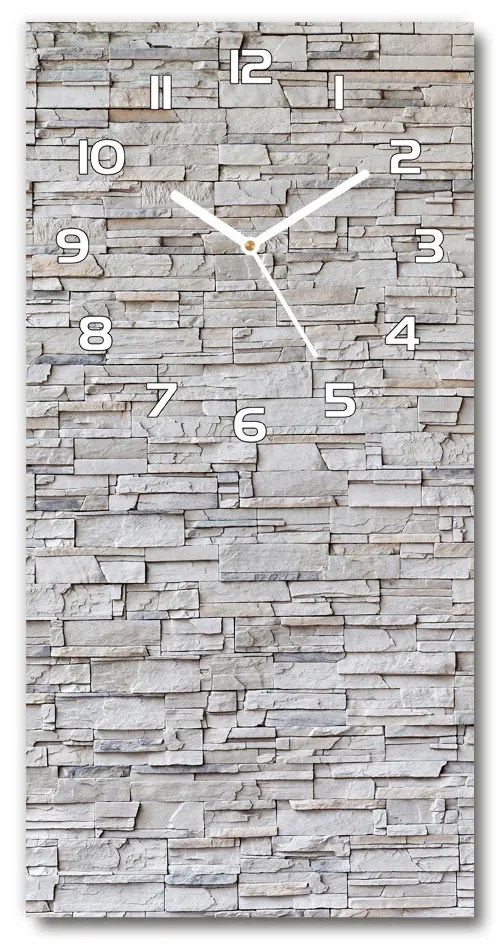 Wallmuralia Nástěnné hodiny tiché Zeď z kamenů 30x60 cm