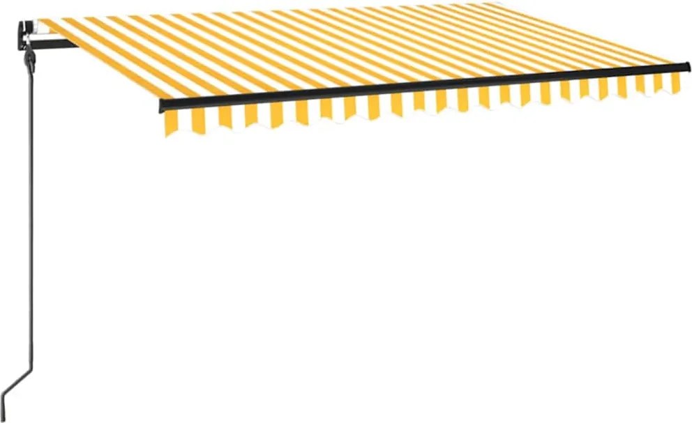 Ručně zatahovací markýza s LED světlem 450 x 300 cm žlutobílá 3069123