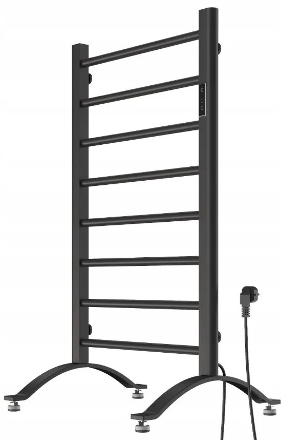 Erga Pago, elektrické topné těleso 500x800 mm s digitálním termostatem na postavení nebo na zeď, 200W, černá matná, ERG-RESA/800/500/BLACK/EL