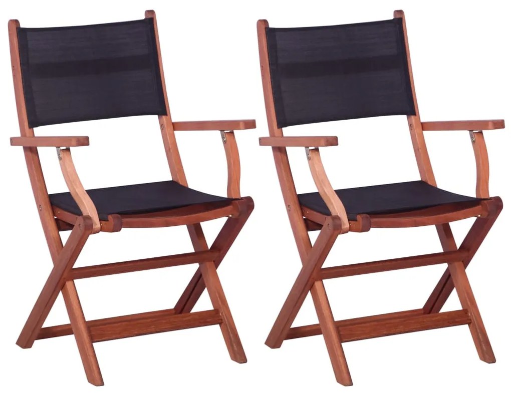 45589 vidaXL Zahradní židle 2 ks černé masivní eukalyptové dřevo a textilen