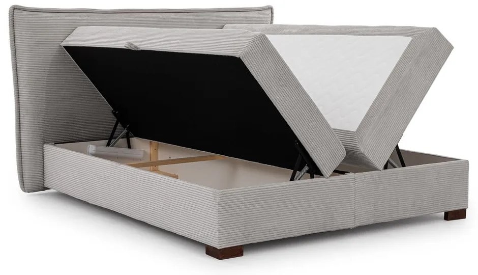 Světle šedá boxspring postel s úložným prostorem 140x200 cm Lysa – Ropez