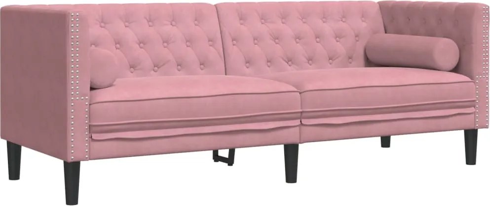 2dílná sedací souprava Chesterfield s podhlavníky růžová samet 3209294