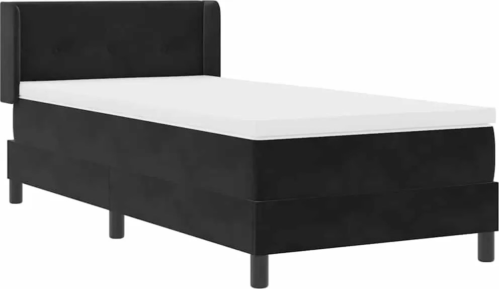 Postel s boxspringem s čelo Černý 190 x 90 cm samet 3341446