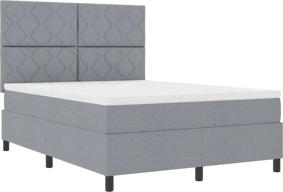 Postel s boxspringem s čelo Světle šedá 160 x 200 cm textil 3339476