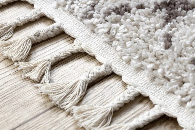 Dywany Łuszczów, Běhoun Berber Fez cream, 80x250, bílá, ložnice